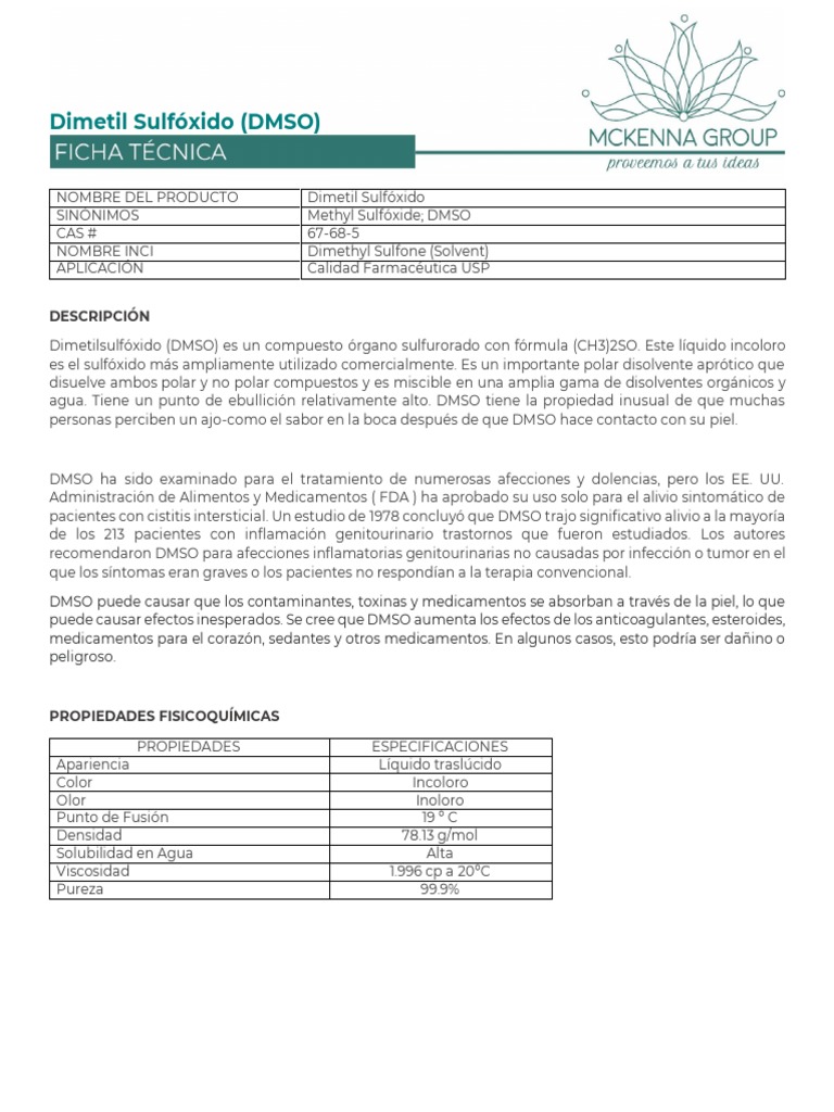 Ficha Técnica DMSO PDF | PDF