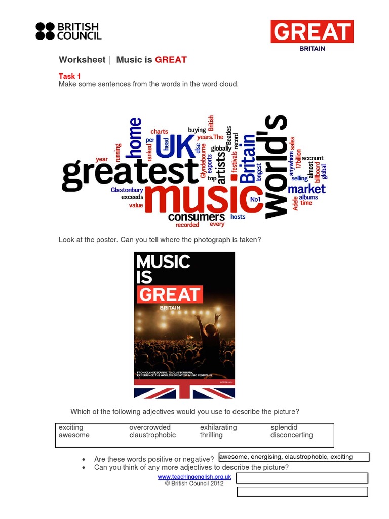 HW Music Is Great - Worksheet - 1 PDF | PDF