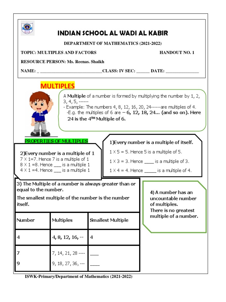MULTIPLES AND FACTORS HANDOUT 1.pdf | PDF