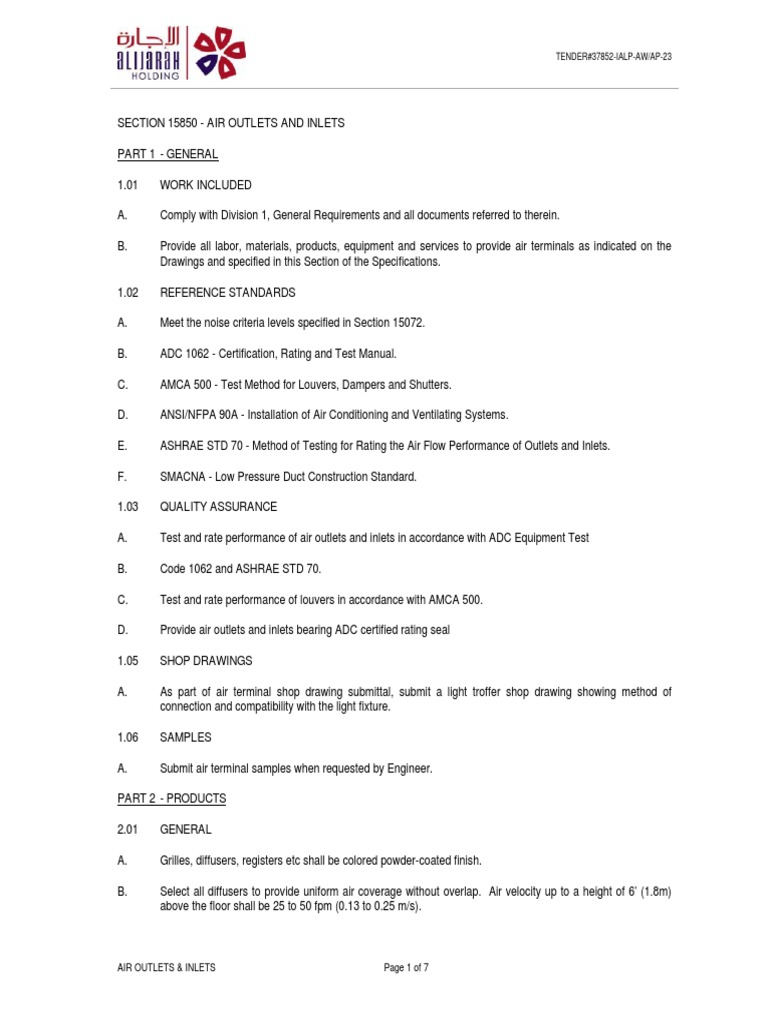 Air Outlets and Inlets PDF | PDF | Duct (Flow) | Mechanical Engineering