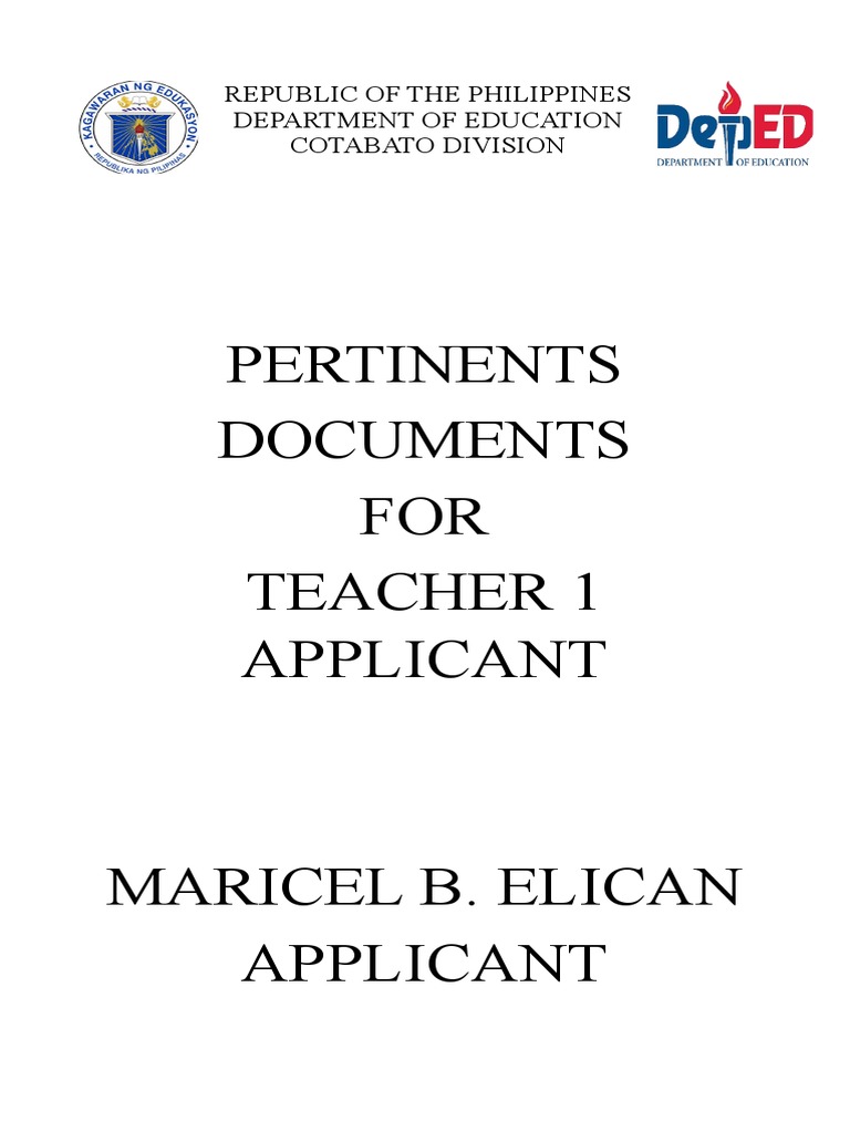 Teacher 1 Application Documents Guide | PDF