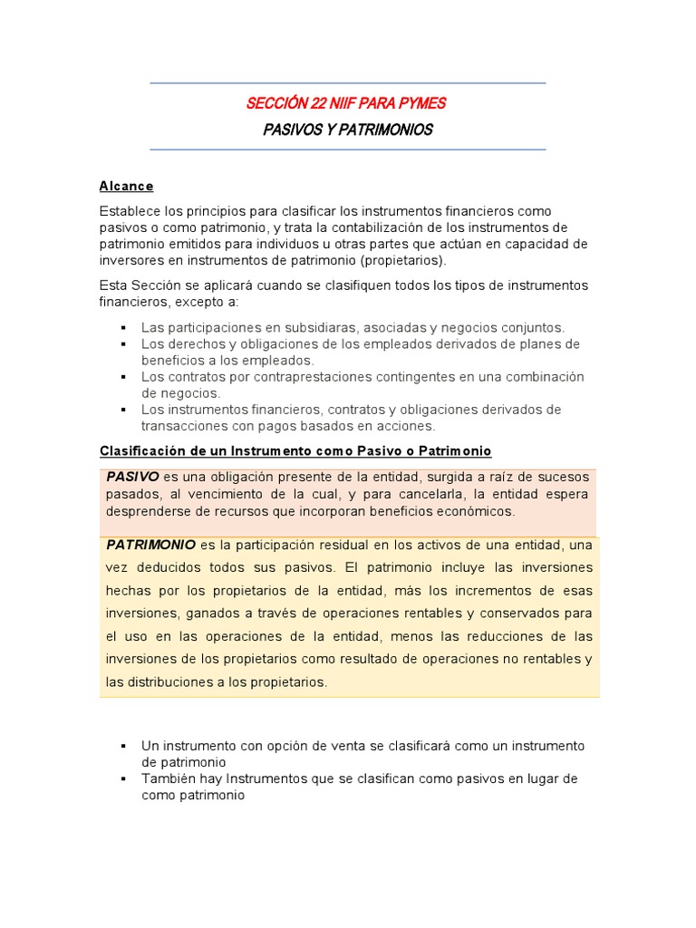 Sección 22 y 23 Niif para Pymes | PDF
