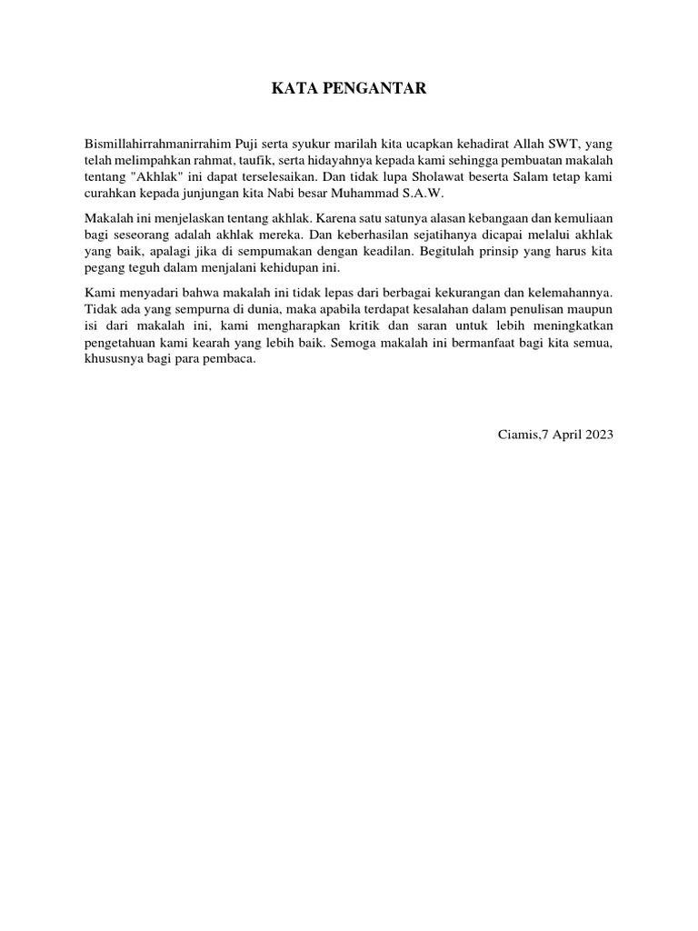 Kata Pengantar Aik PDF | PDF