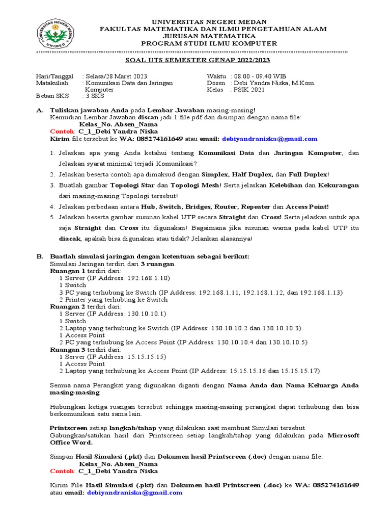 Soal UTS Komunikasi Data Dan Jaringan Komputer Genap 2022-2023 Kelas C ...