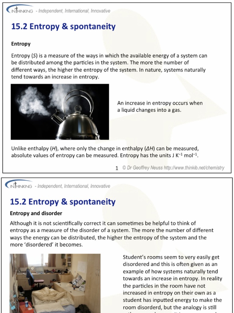 Chemistry IB 15.2 Entropy _ Spontaneity | PDF
