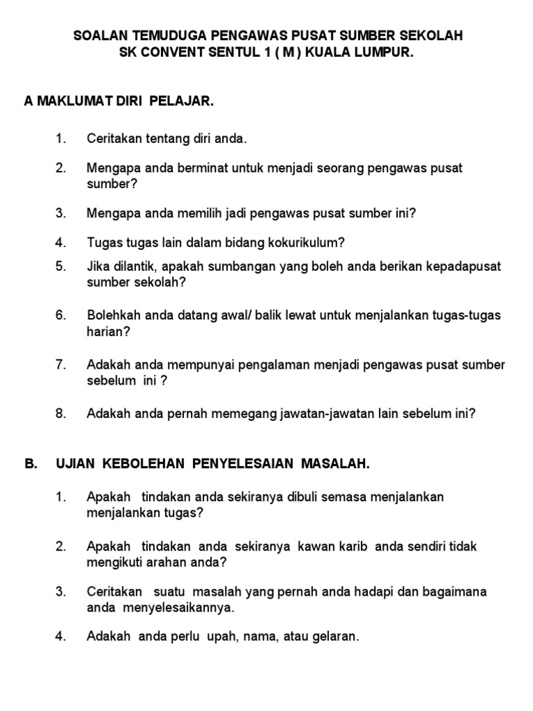 Soalan Temuduga 2023 | PDF