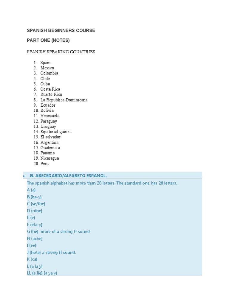 SPANISH NOTES.docx | PDF