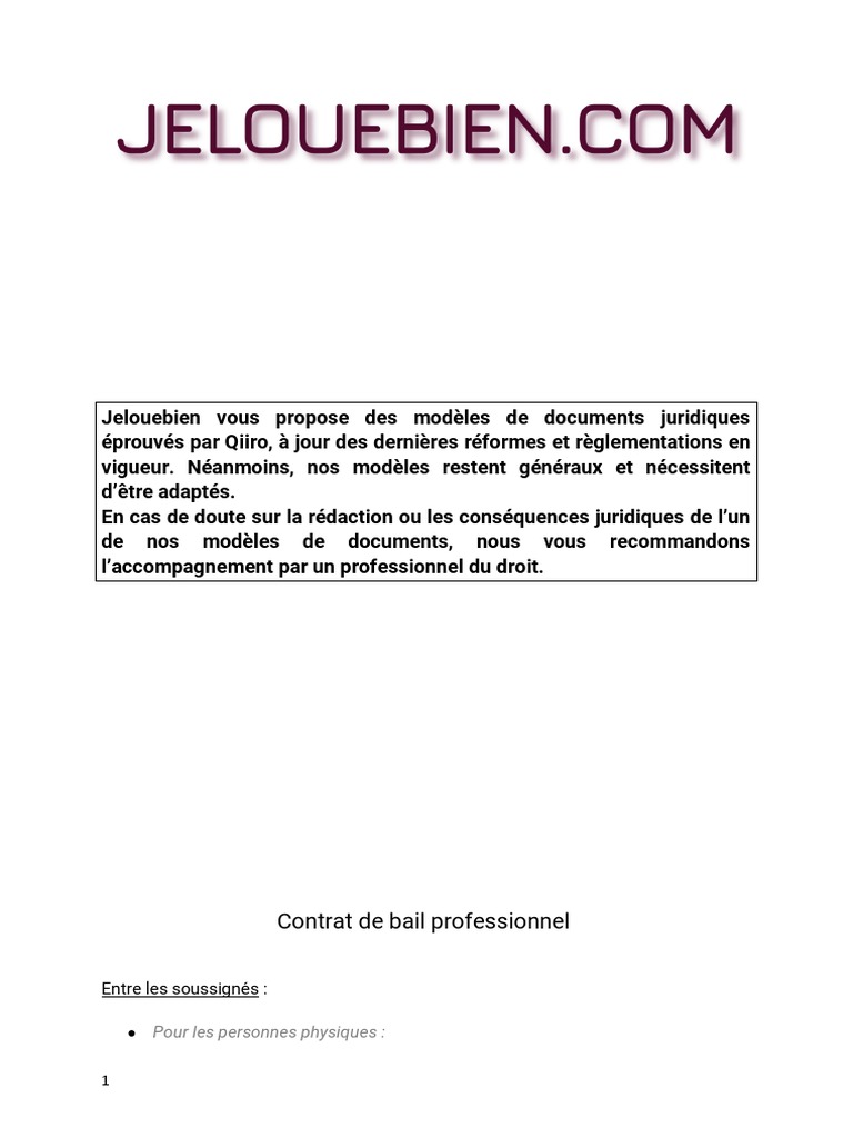 Modele Bail Professionnel | PDF