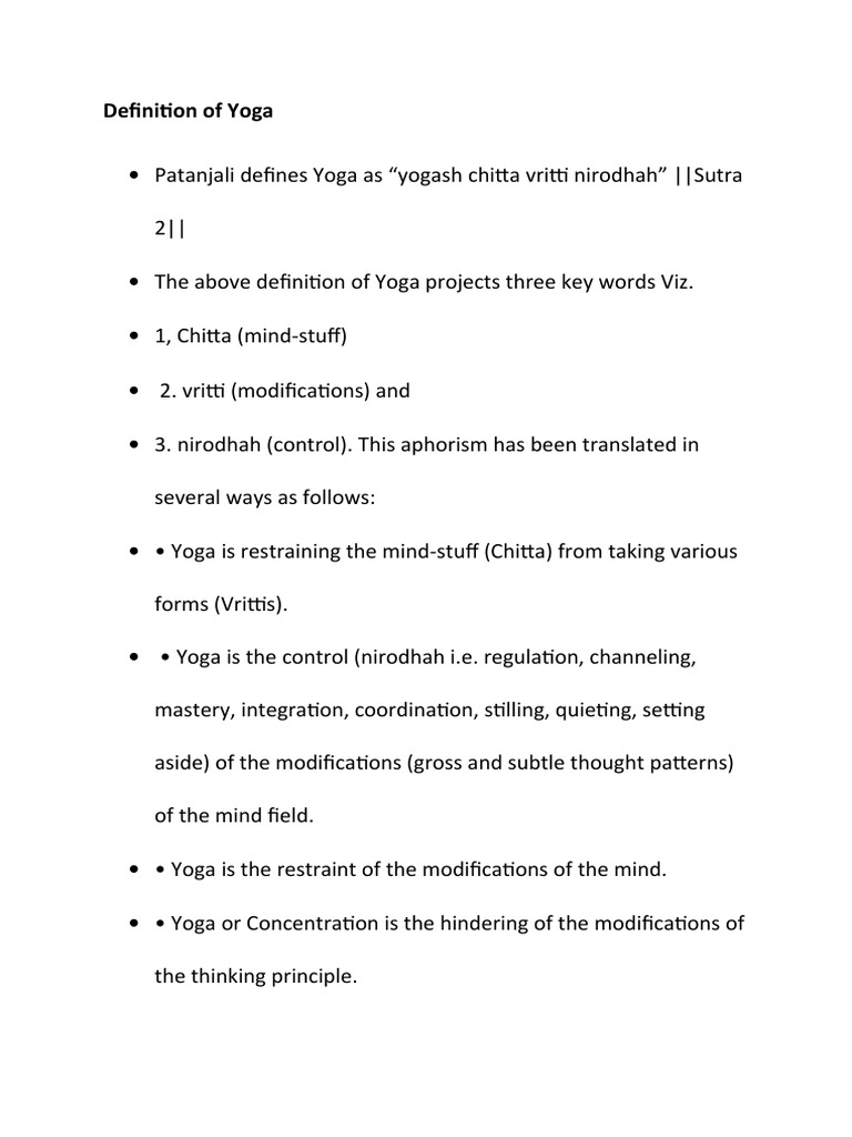Definition of Yoga | PDF
