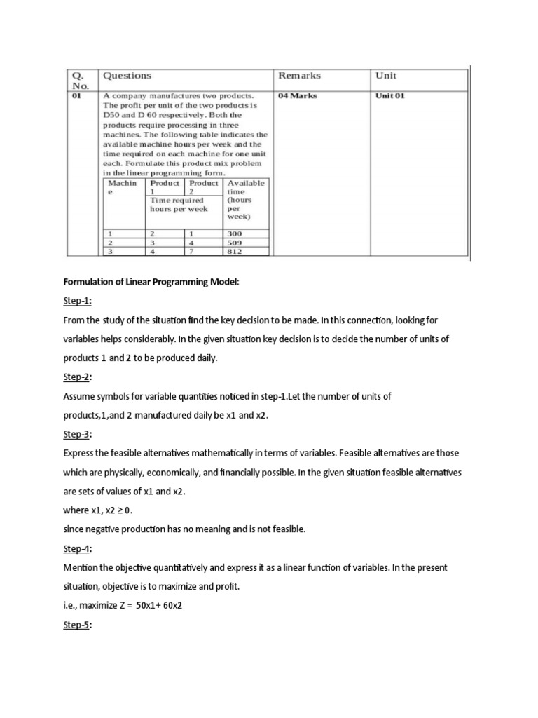 Optimization Techniques Unit1 Answers Pdf Linear Programming Mathematical Optimization 