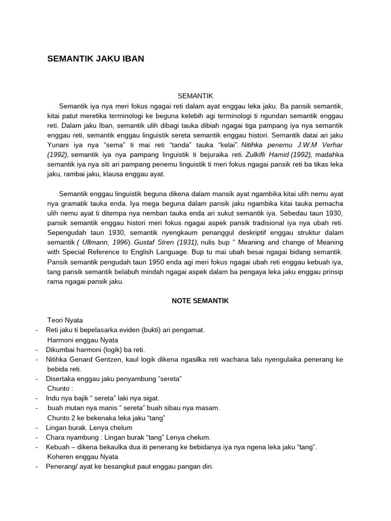Semantik Jaku Iban (Teori) | PDF
