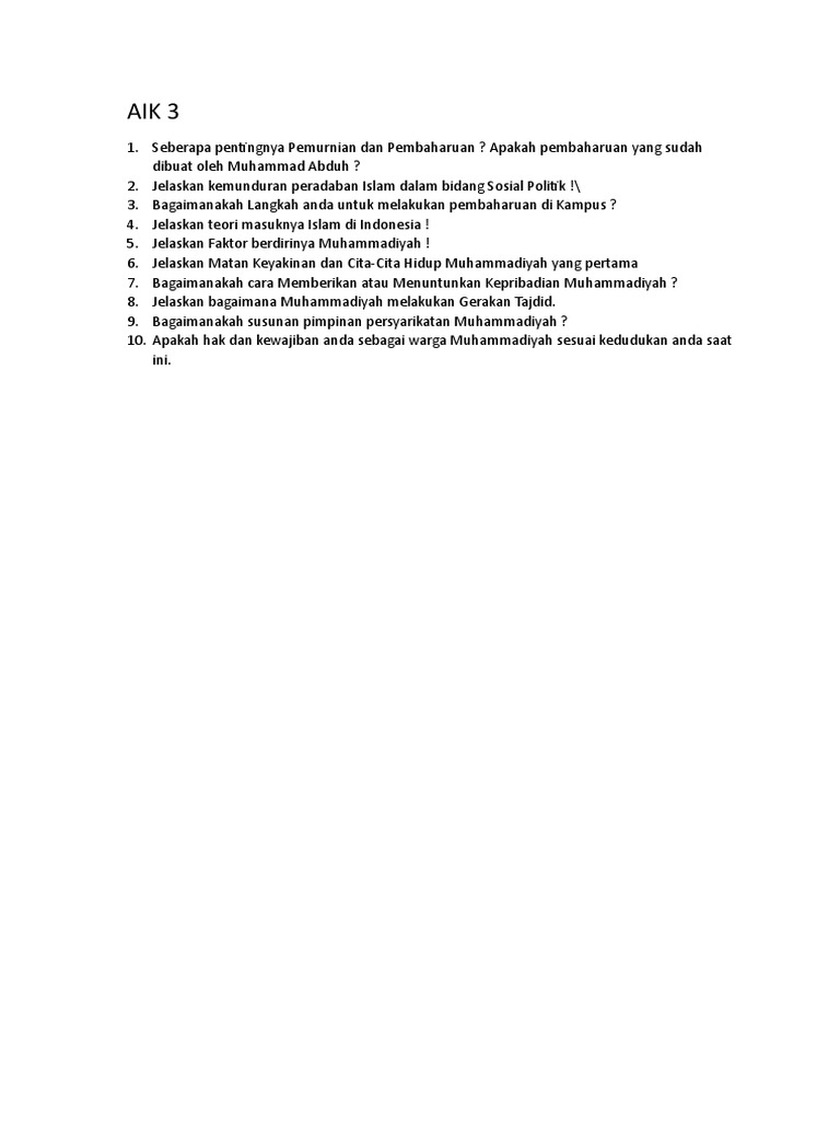 Soal UTS AIK 3-A-RYAN | PDF