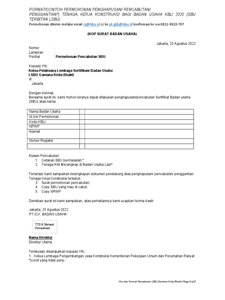 Format Pencabutan Ska SKK PDF | PDF