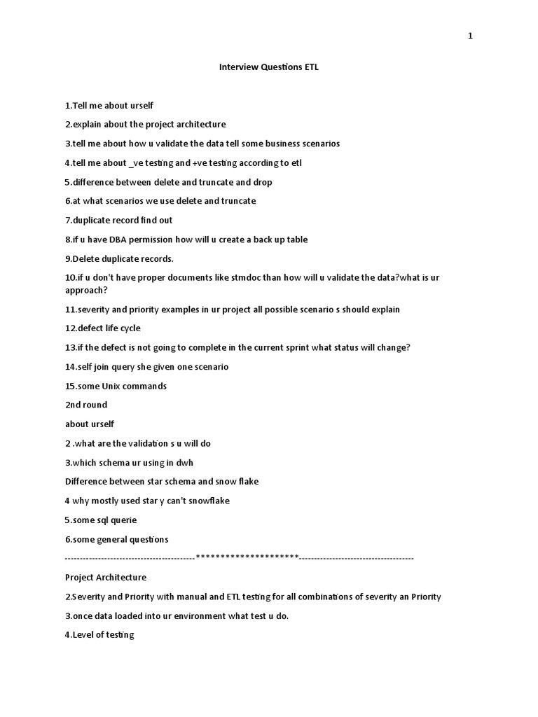 Interview Questions ETL | PDF