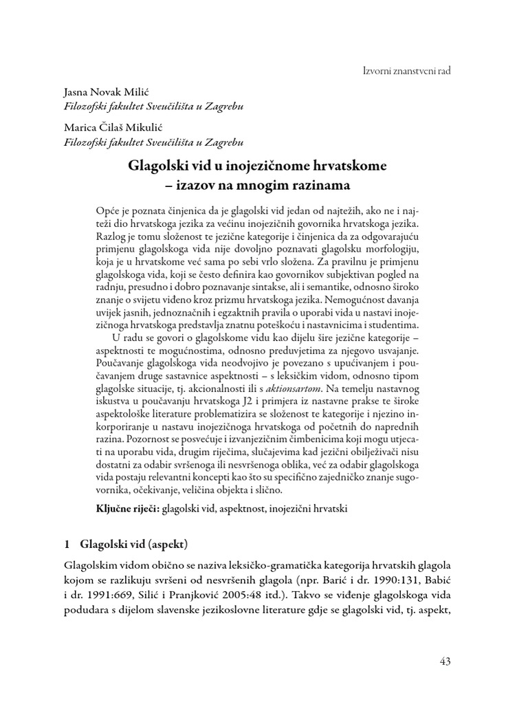 Glagolski Vid U Inojezicnome Hrvatskome PDF | PDF