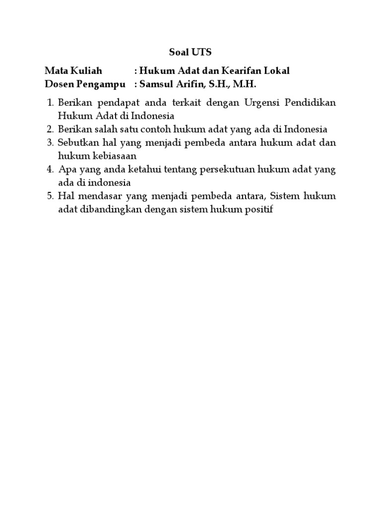 Soal UTS | PDF