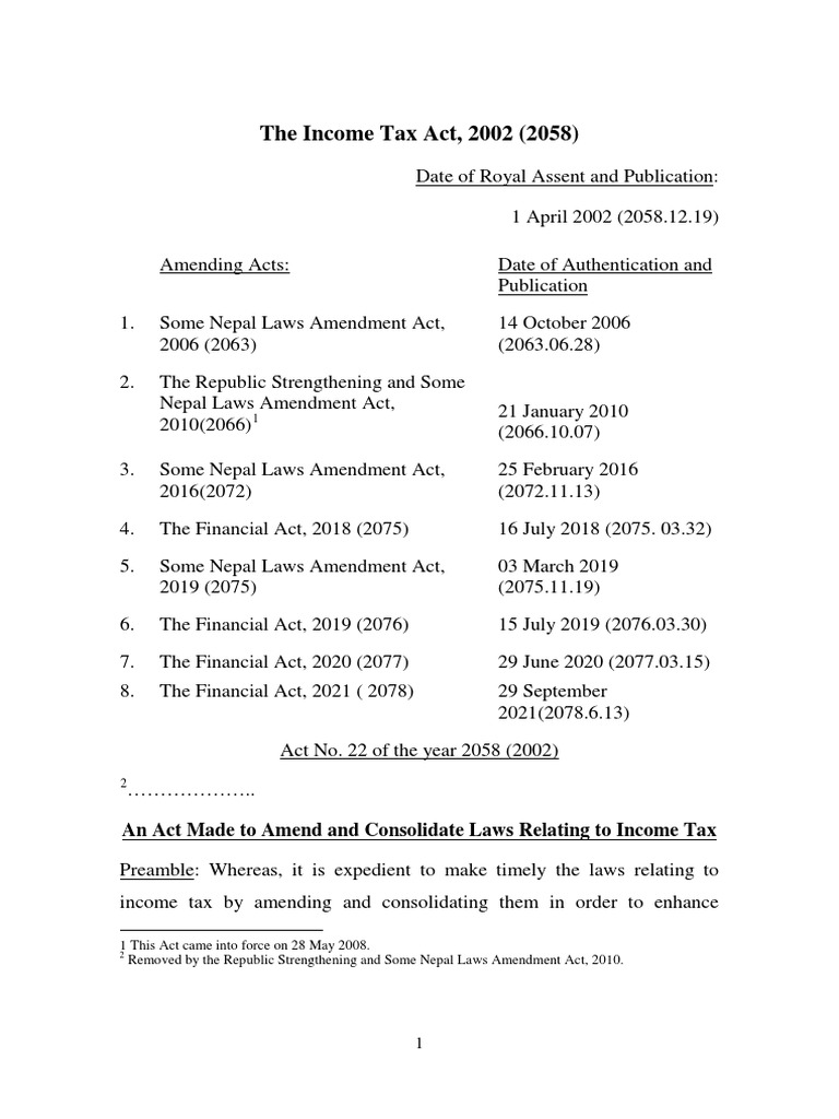 Income Tax Act English Version | PDF