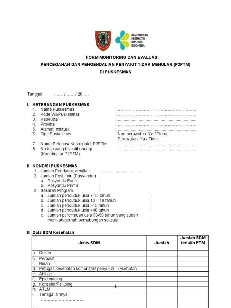 2.form Monitoring Dan Evaluasi - Puskesmas - 06062022-1 | PDF