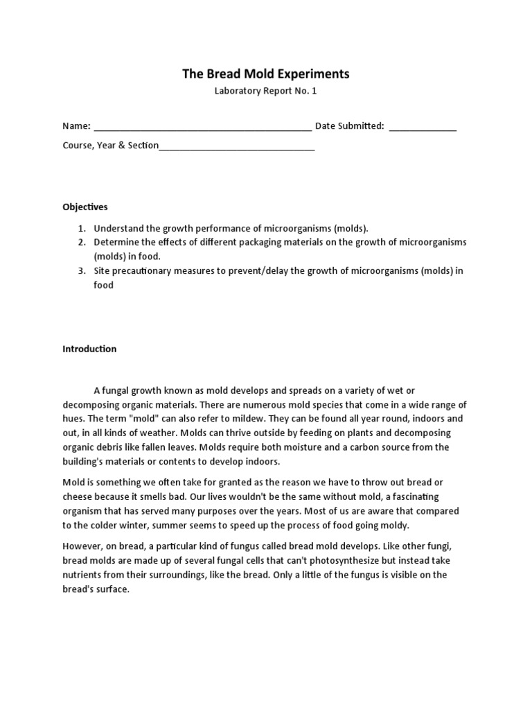 The Bread Mold Experiments | PDF