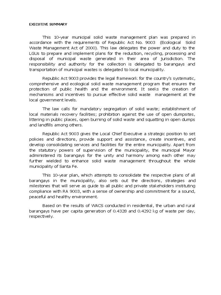 SWMP - Final | PDF | Waste Management