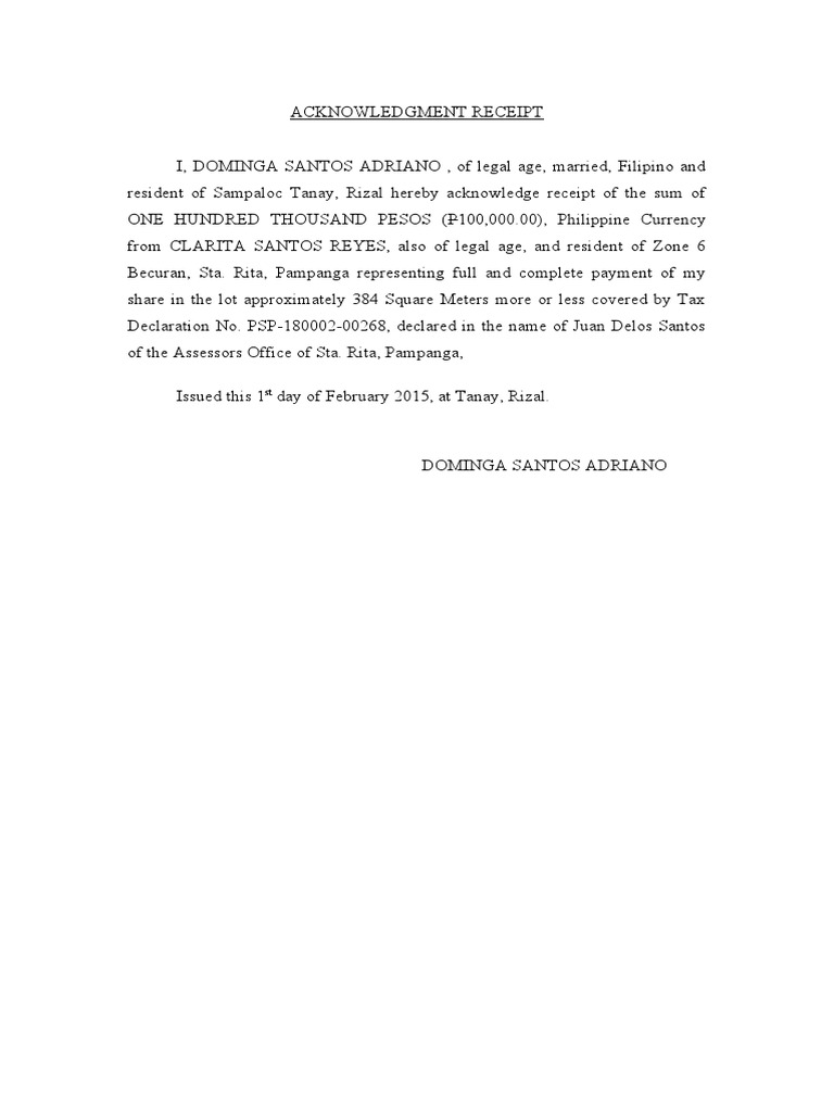 Acknowledgment Receipt | PDF