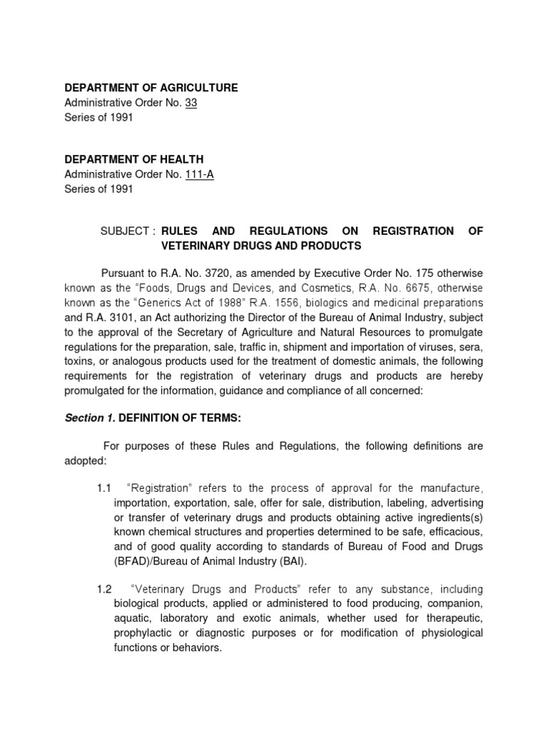 Veterinary Drug Registration Guidelines | PDF