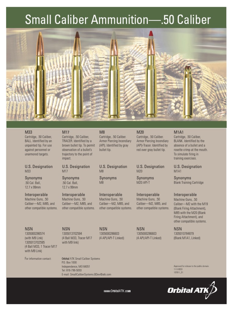 An Overview of .50 Caliber Ammunition Types Used in Machine Guns | PDF ...