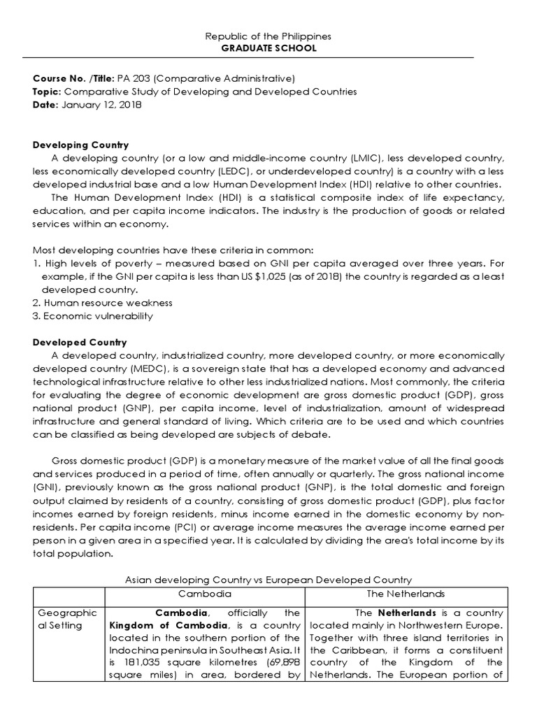 Comparative Study - Developed and Developing Nations - Ok PDF | PDF ... Comparative Study - Developed and Developing Nations - Ok PDF | PDF ...