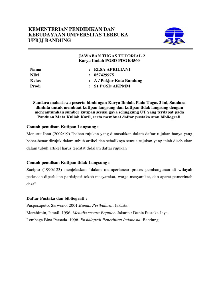 Tugas 2 - Karya Ilmiah PGSD | PDF