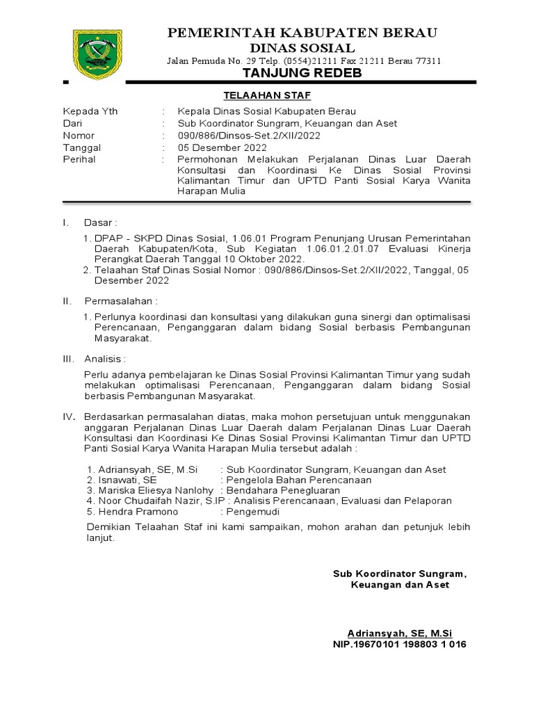 Telaahan Staf Desember Ke SMD - 2 | PDF
