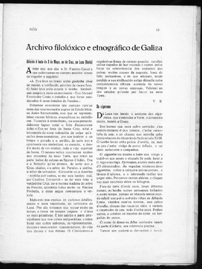 RISCO, Vicente, Archivo Filolóxico e Etnográfico de Galiza Os Cigarrons PDF | PDF