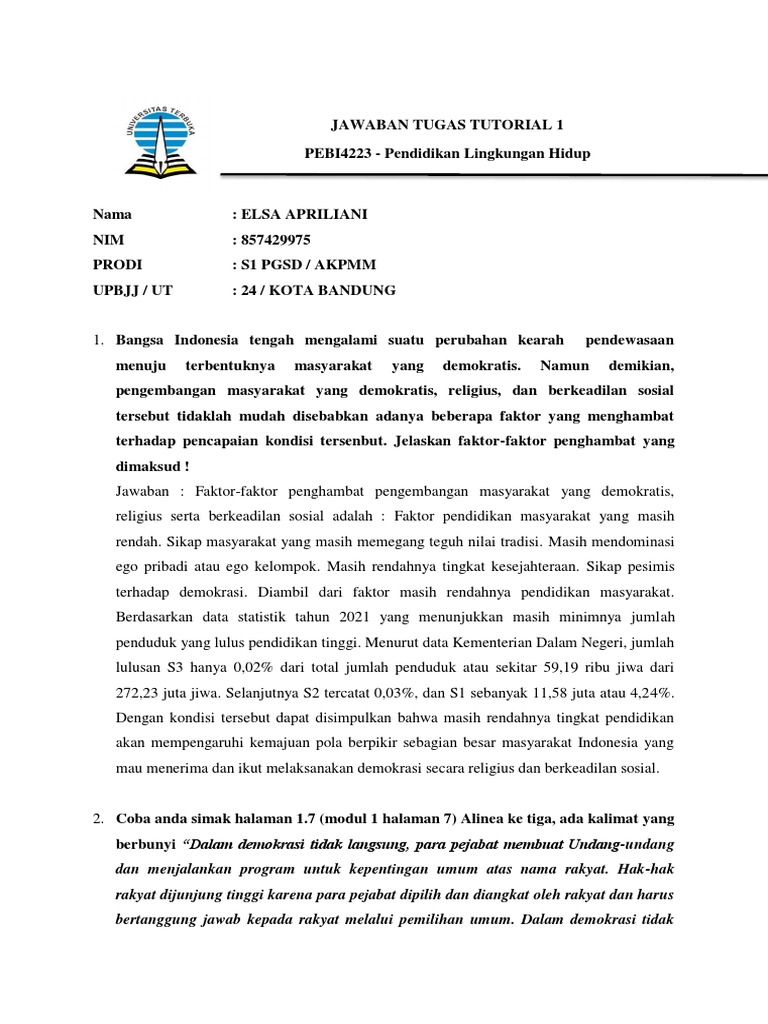 Tugas 1 MATERI PEMBELAJARAN PKN DI SD | PDF
