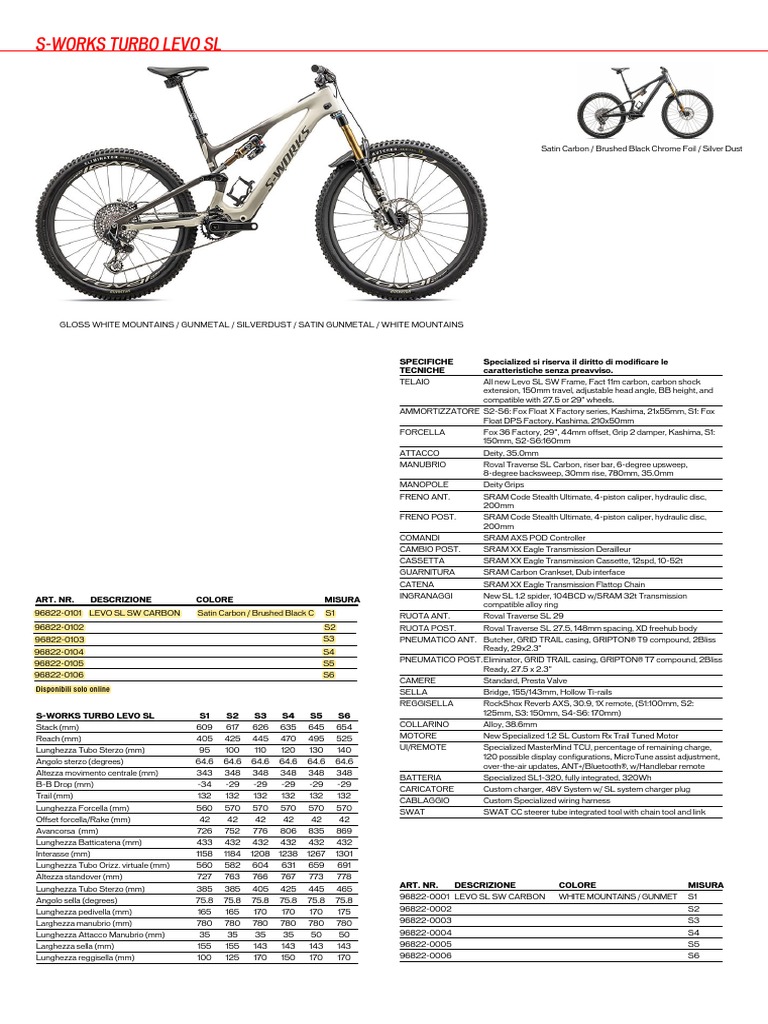 Specialized - Sell Sheet - SW Turbo Levo SL | PDF