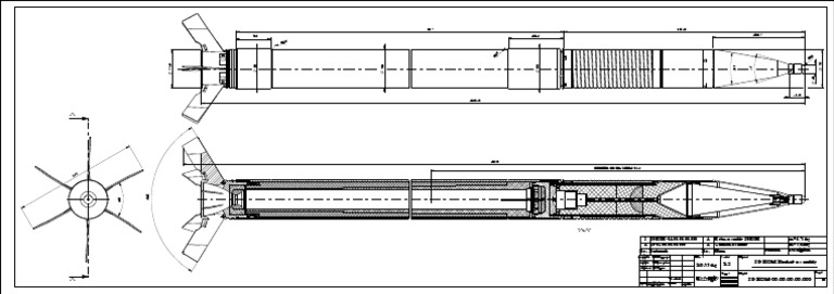 Technical Drawing and Assembly Details of the S8-KOM Rocket | PDF