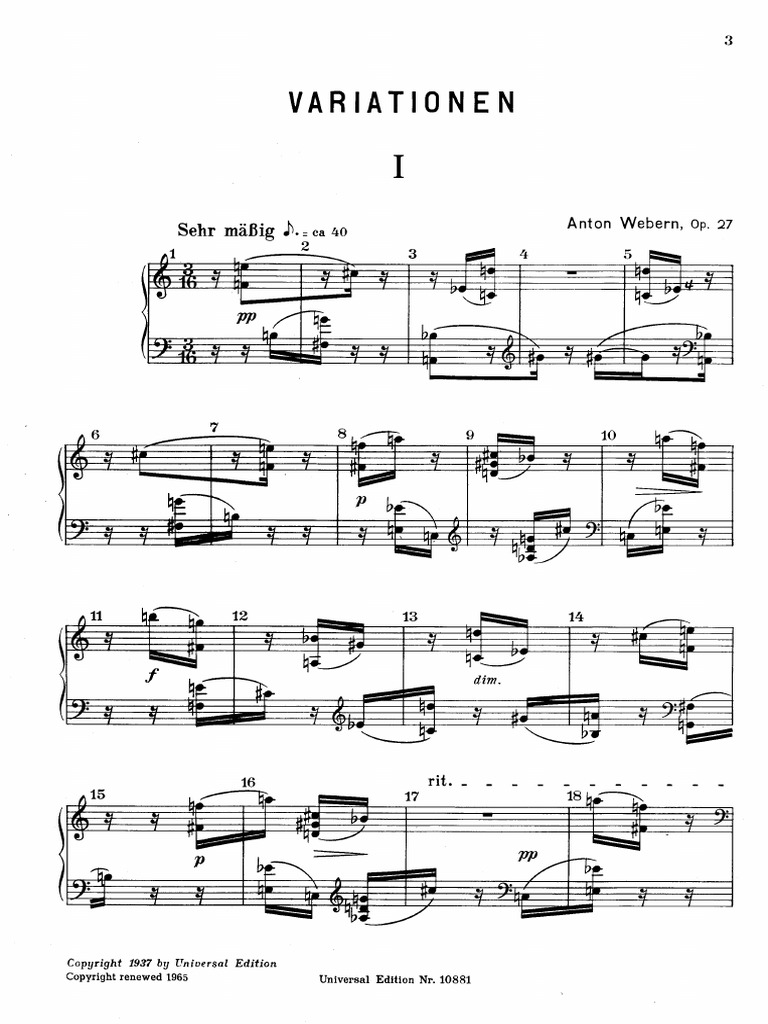 WEBERN - Variations Op.27 PDF | PDF