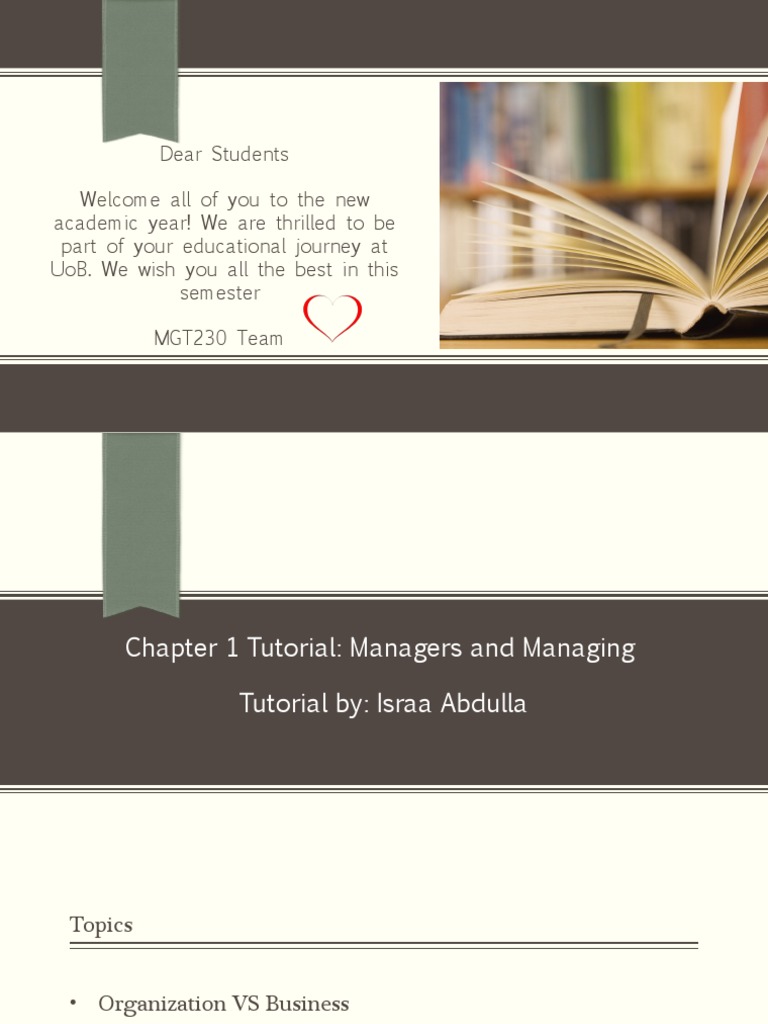 Chapter 1 Tutorial - Managers and Managing - Part 1 | PDF