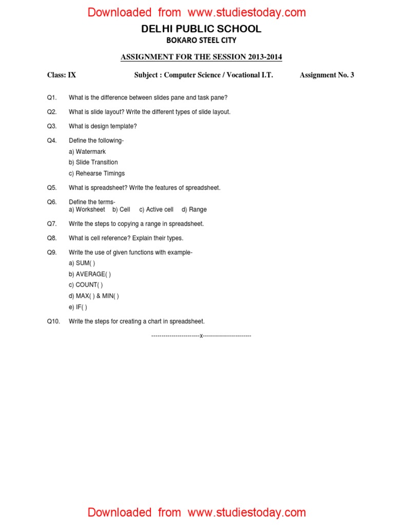 CBSE Class 9 Computer Science Worksheet | PDF