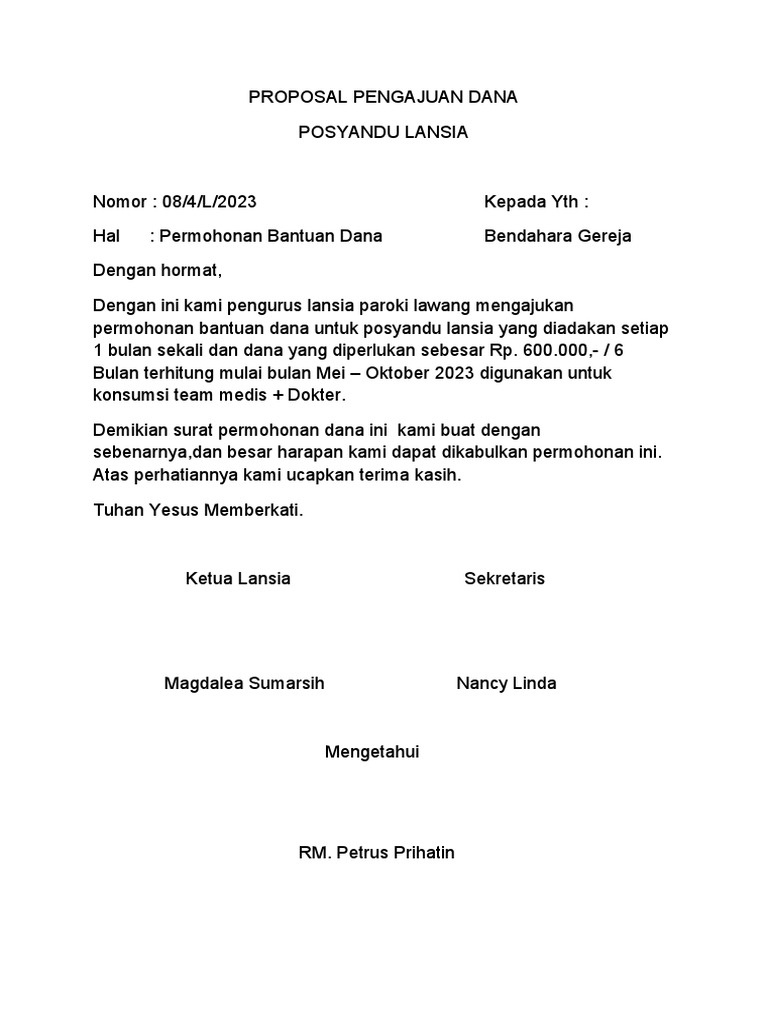 Proposal Pengajuan Dana Lansia | PDF