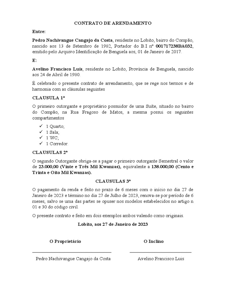 Contrato de Arendamento | PDF