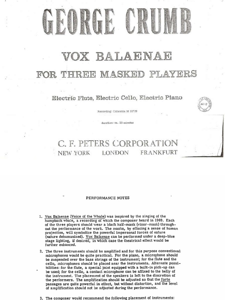 Crumb Vox Balaenae PDF | PDF