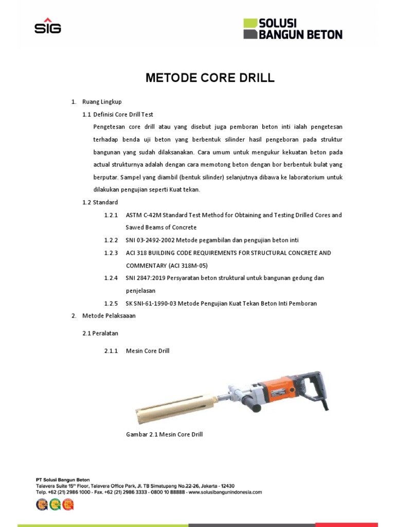 Metode Pengujian Core Drill Beton | PDF
