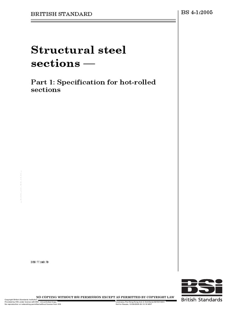 BS 4-1-2005 Specification For Hot-Rolled Sections PDF | PDF | Length ...