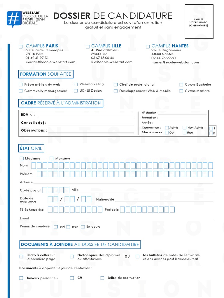 Dossier de candidature Webstart | PDF | Blog | Informatique