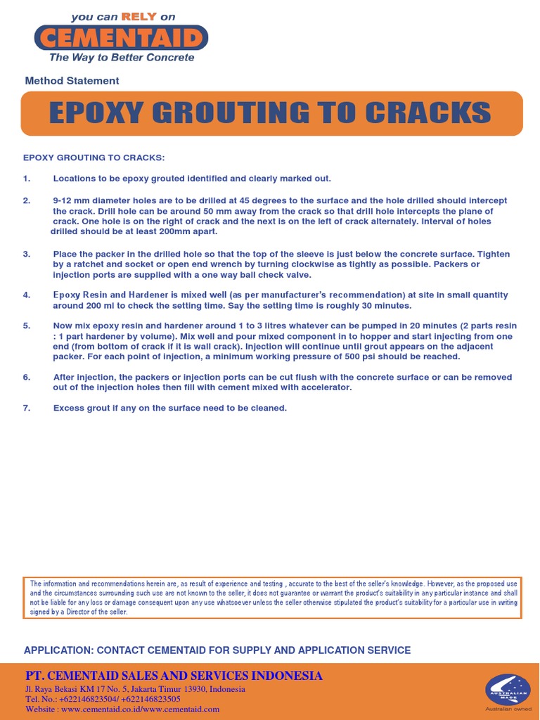Method for Epoxy Grouting Cracks in Concrete | PDF