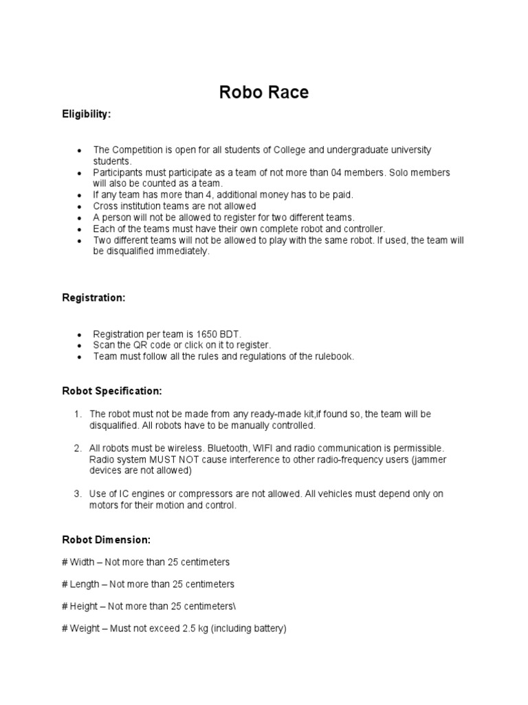Robo Race Competition Guidelines | PDF