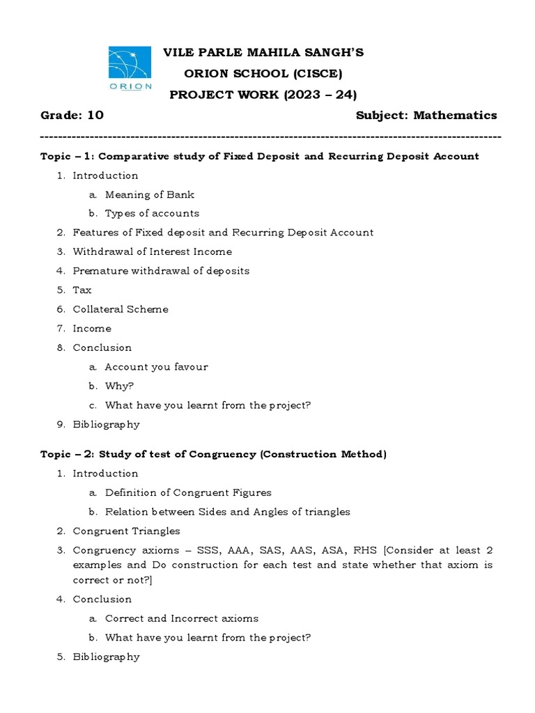 Mathematics Project_Grade 10.pdf | PDF