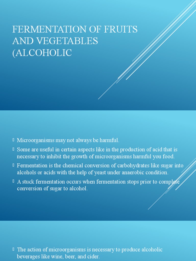 Fermentation of Fruits and Vegetables (Alcoholic | PDF
