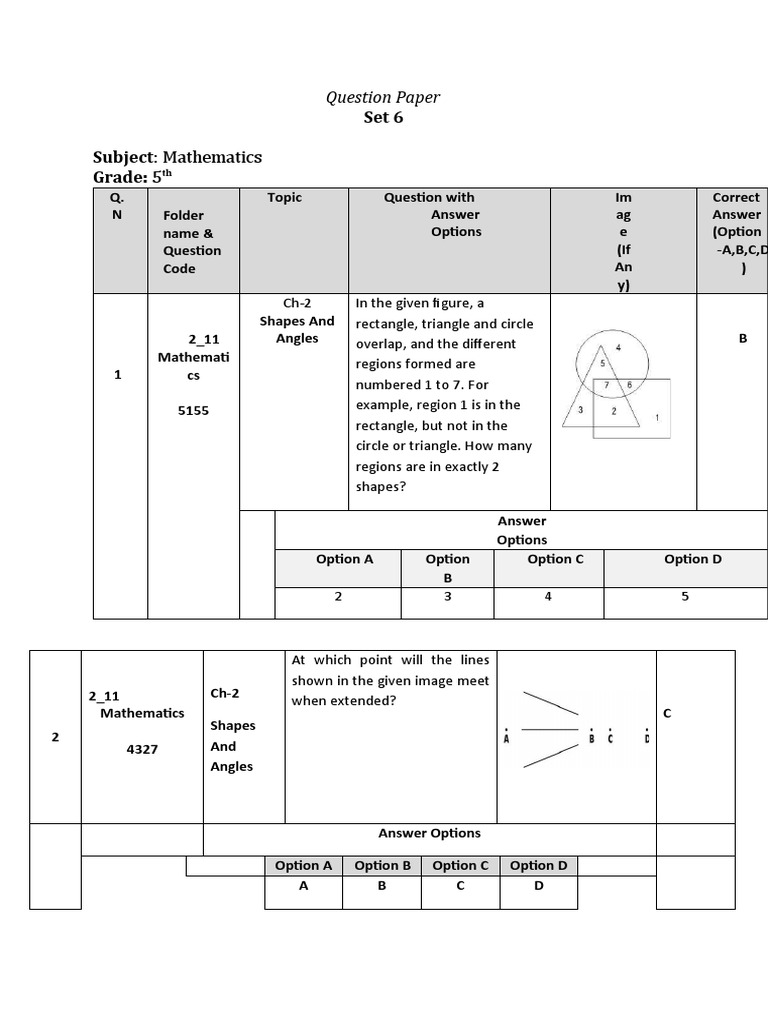 Set 6-Math-Class V.docx | PDF