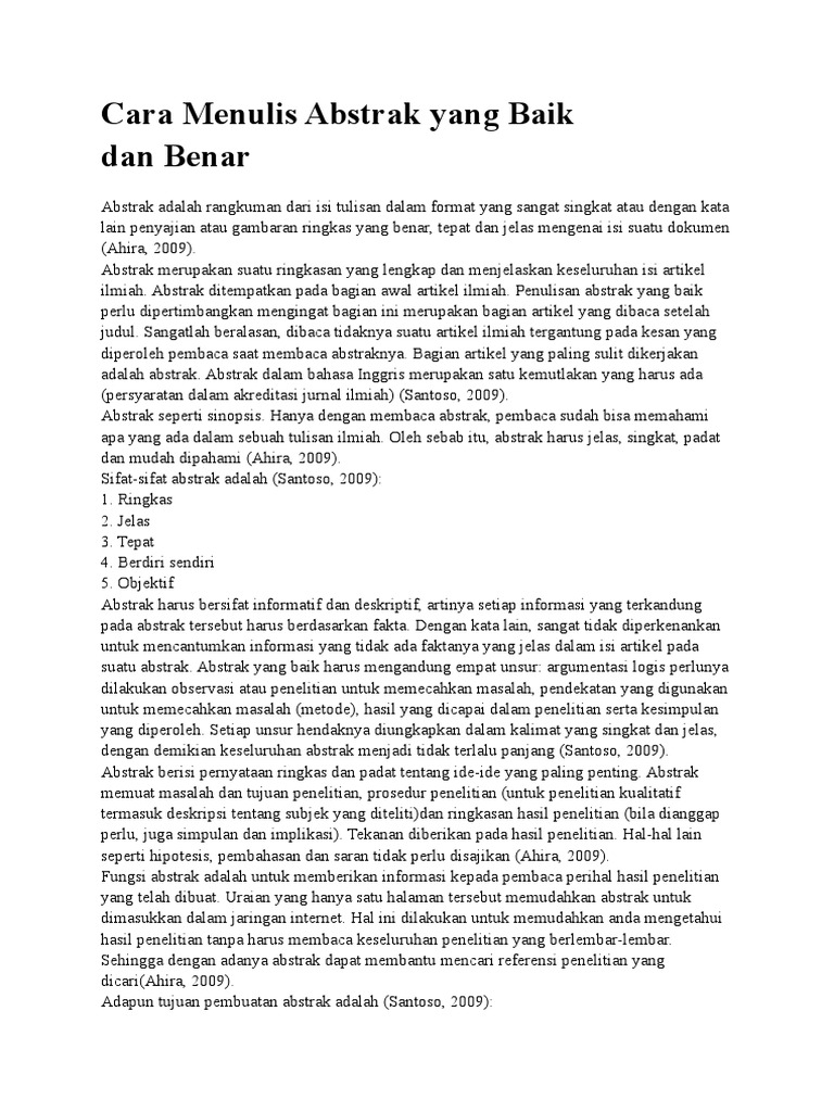 Cara Menulis Abstrak Yang Baik Dan | PDF