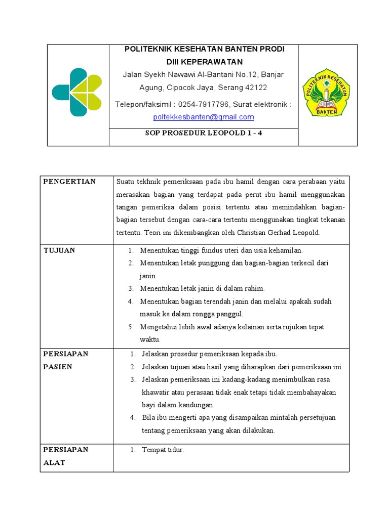 SOP PEMERIKSAAN LEOPOLD 1-4.docx | PDF